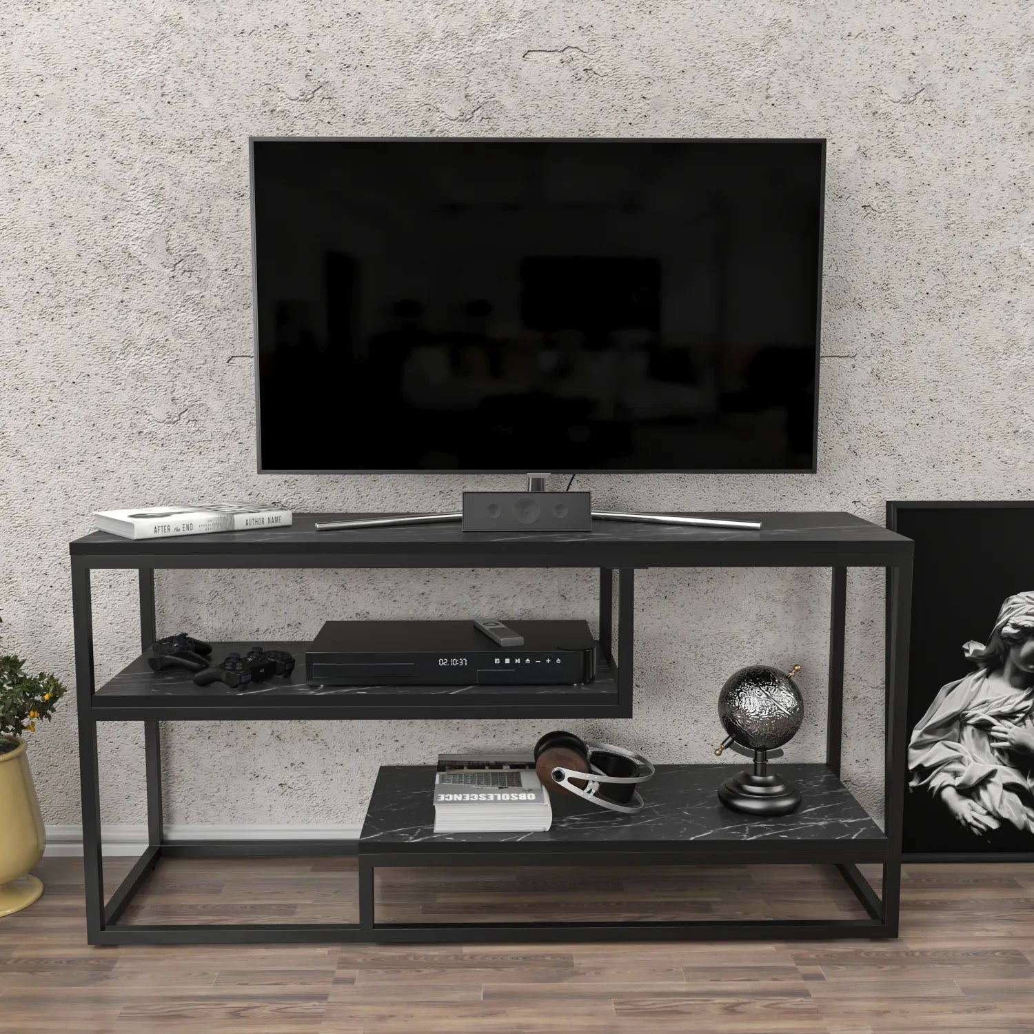Iron Entertainment Center Costway Industrial TV Stand For TVs Up To 50