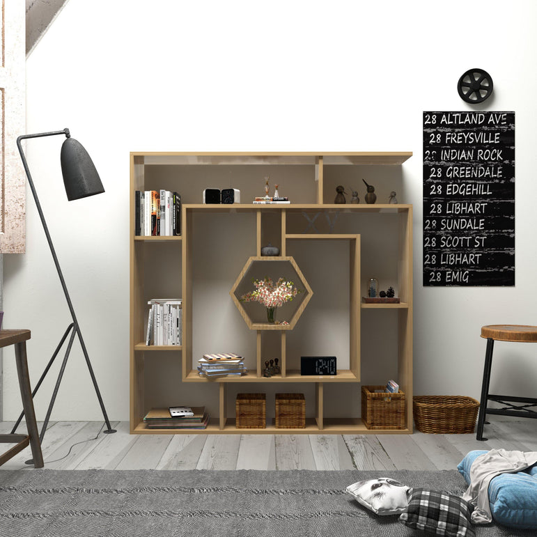 Labrina 53" Tall Unique Geometric Bookcase
